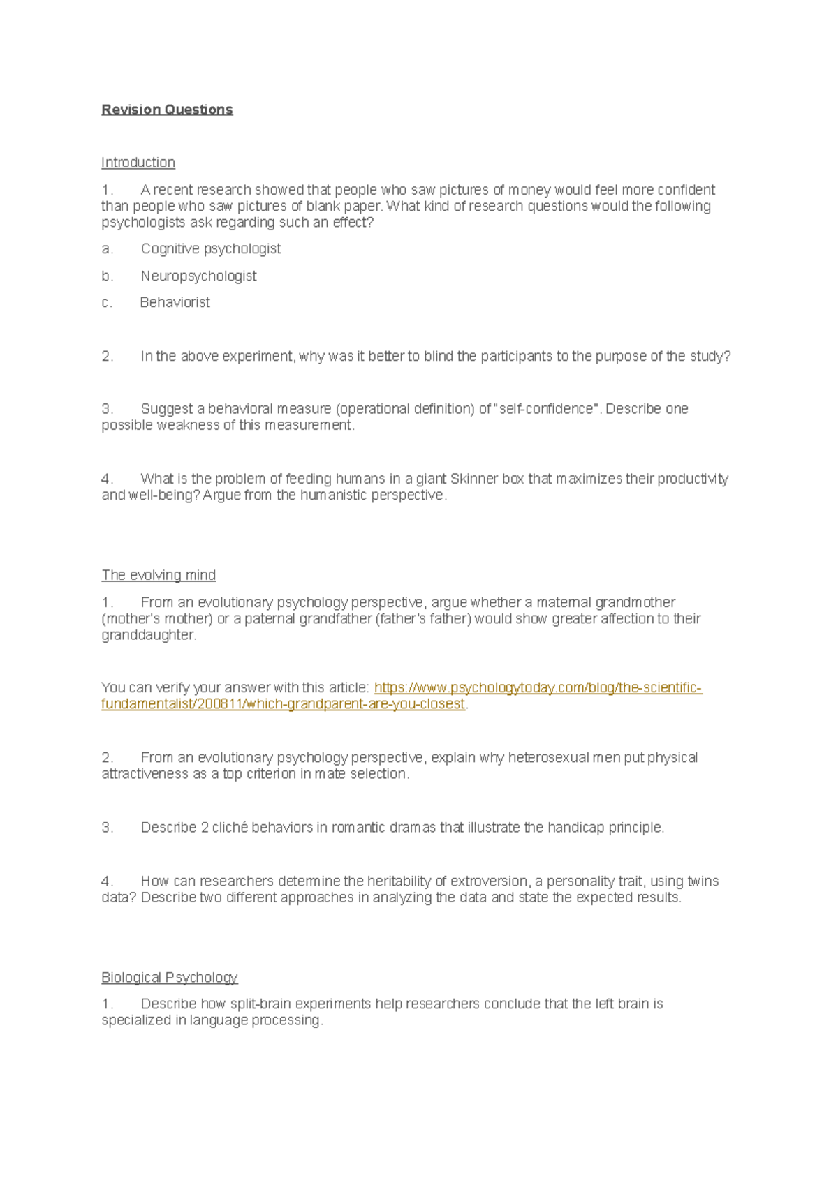 Mid-term Revision Questions - Revision Questions Introduction A recent ...
