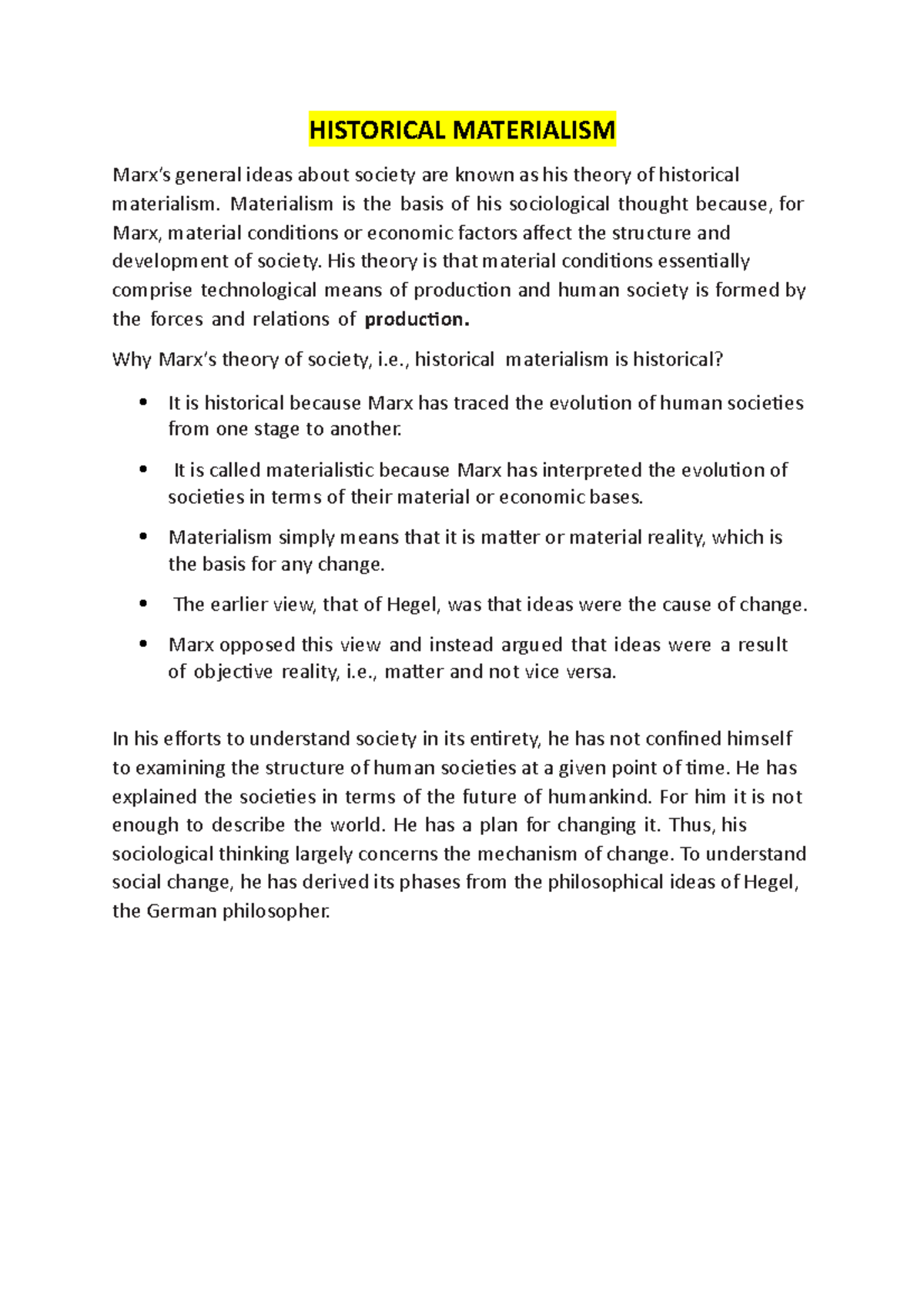 THE Theory Of Historical Materialism BY KARL MARX - HISTORICAL ...