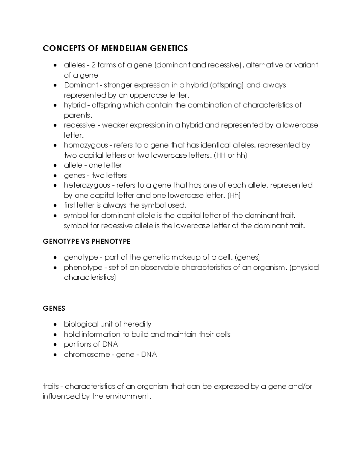 Concepts OF Mendelian Genetics - CONCEPTS OF MENDELIAN GENETICS alleles ...