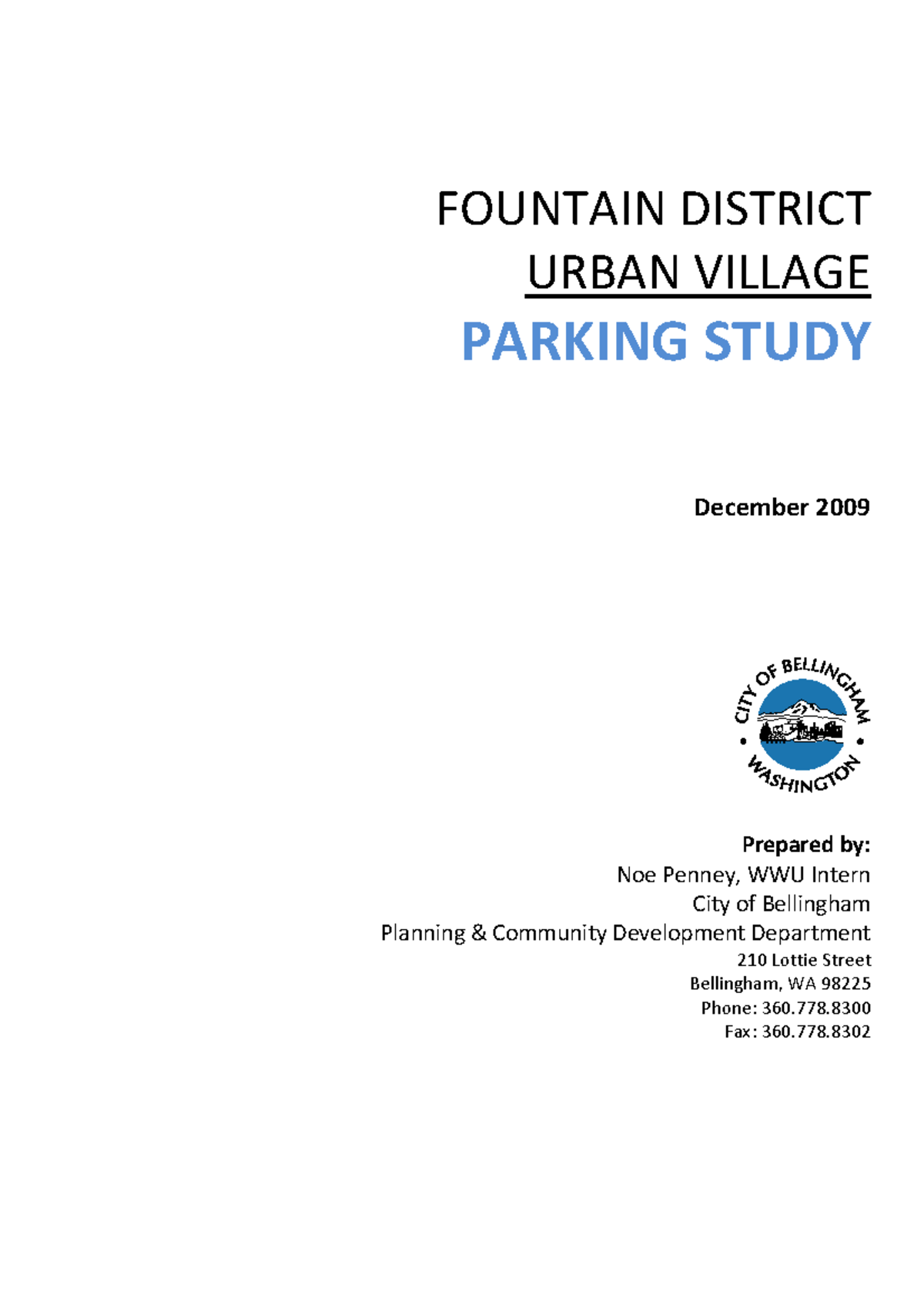 Sample Report - FOUNTAIN DISTRICT URBAN VILLAGE PARKING STUDY December ...
