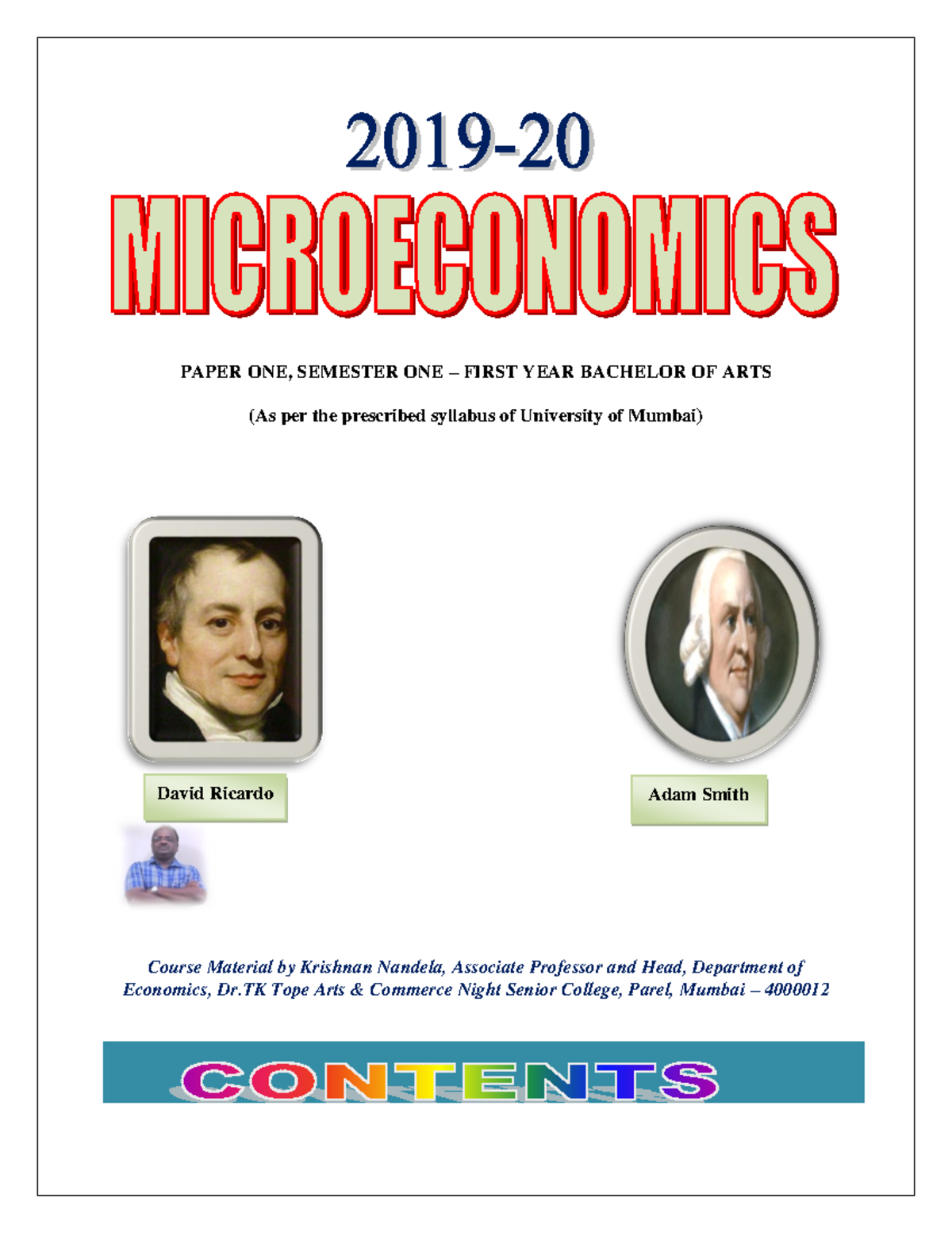 FYBA Micro Economics Sem I 2019 20 - PAPER ONE, SEMESTER ONE – FIRST YEAR BACHELOR OF ARTS (As ...
