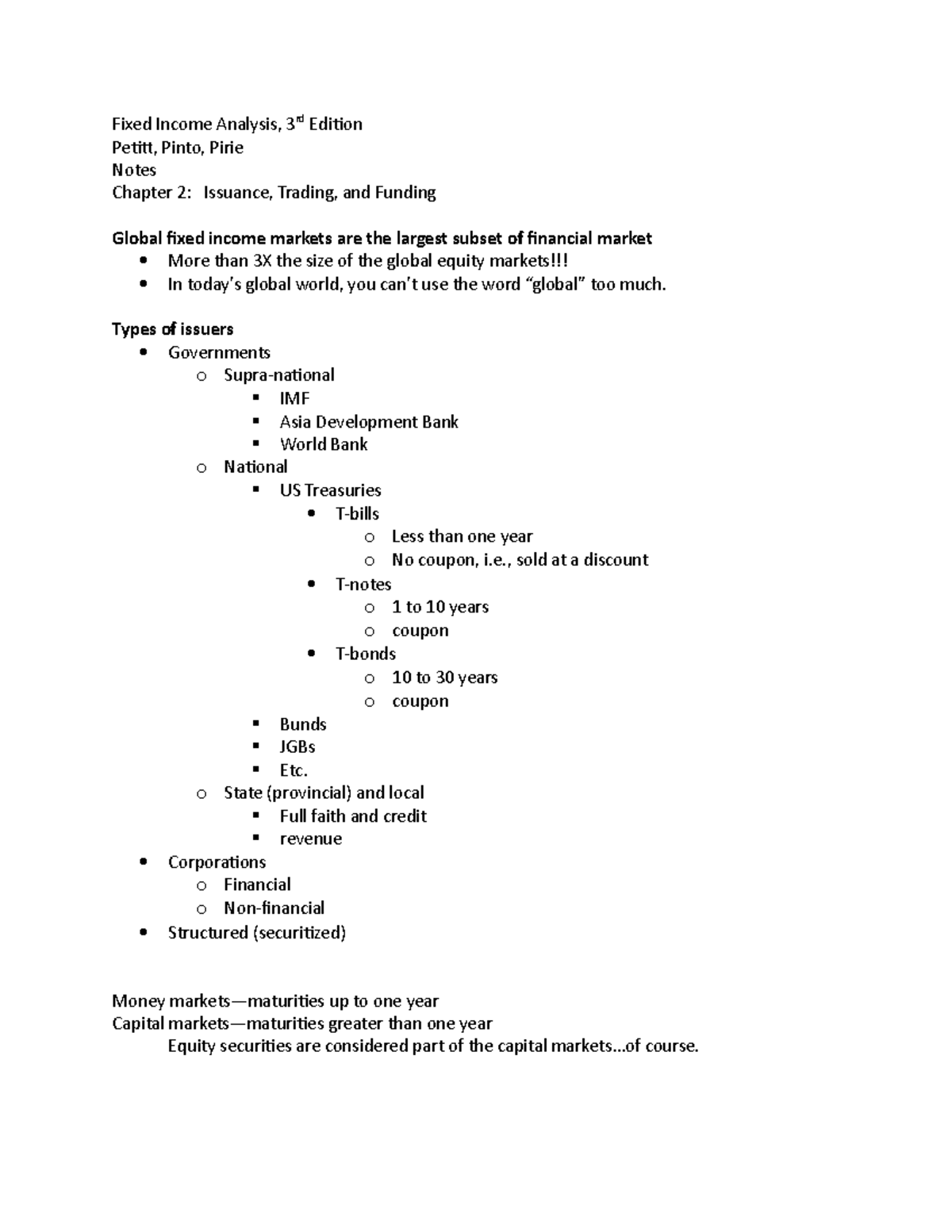 Chapter 2 Issuance, Trading, and Funding - Fixed Income Analysis, 3rd Edition Petitt, Pinto ...