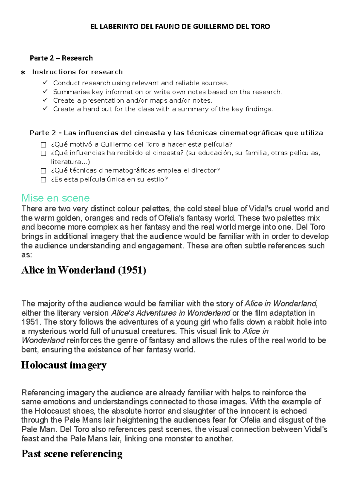 Pans option 2 project (el laberinto del fauno) - EL LABERINTO DEL FAUNO ...