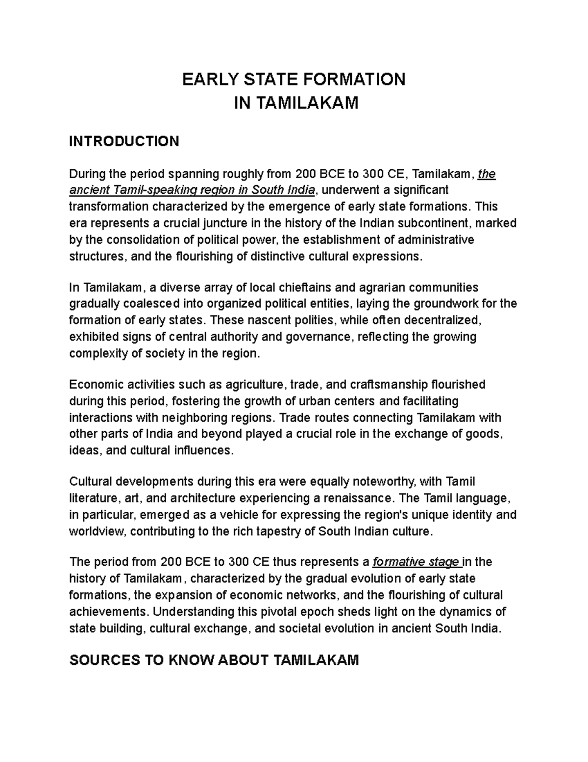 Tamilakam - This era represents a crucial juncture in the history of ...