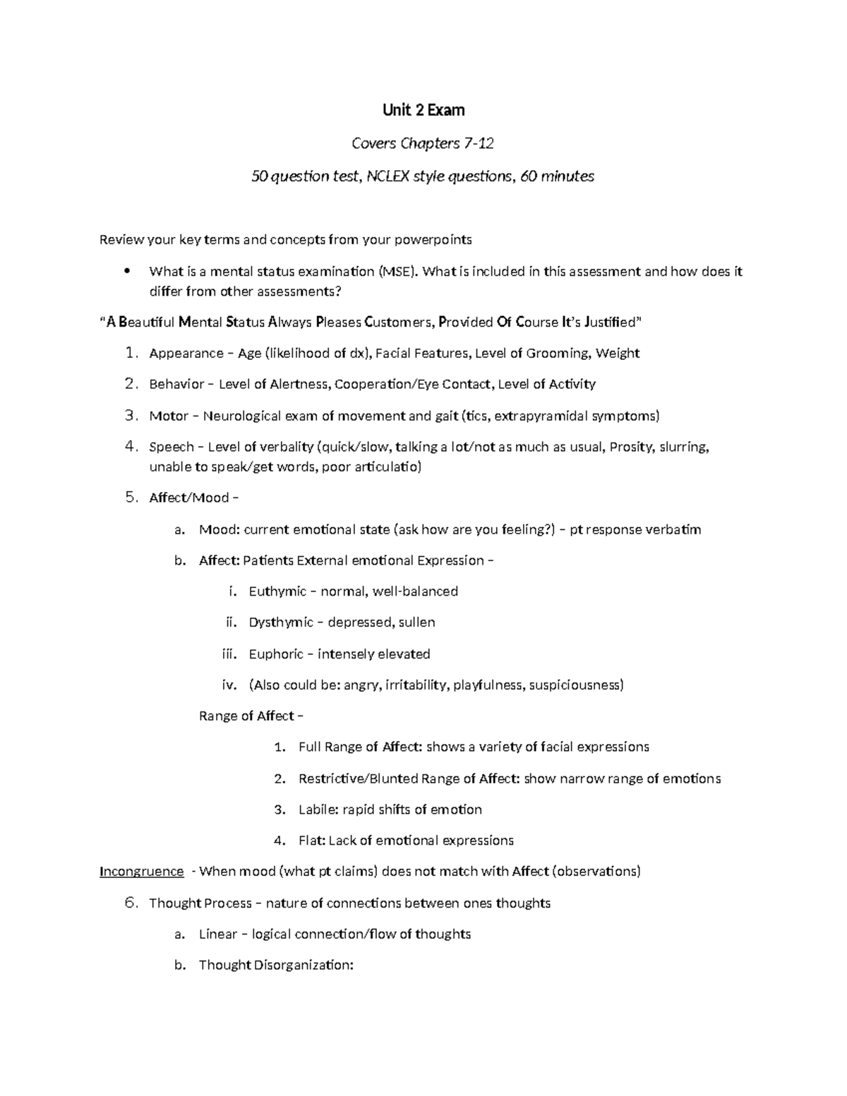 Unit 2 Exam Study Guide - Unit 2 Exam Covers Chapters 7- 50 question ...