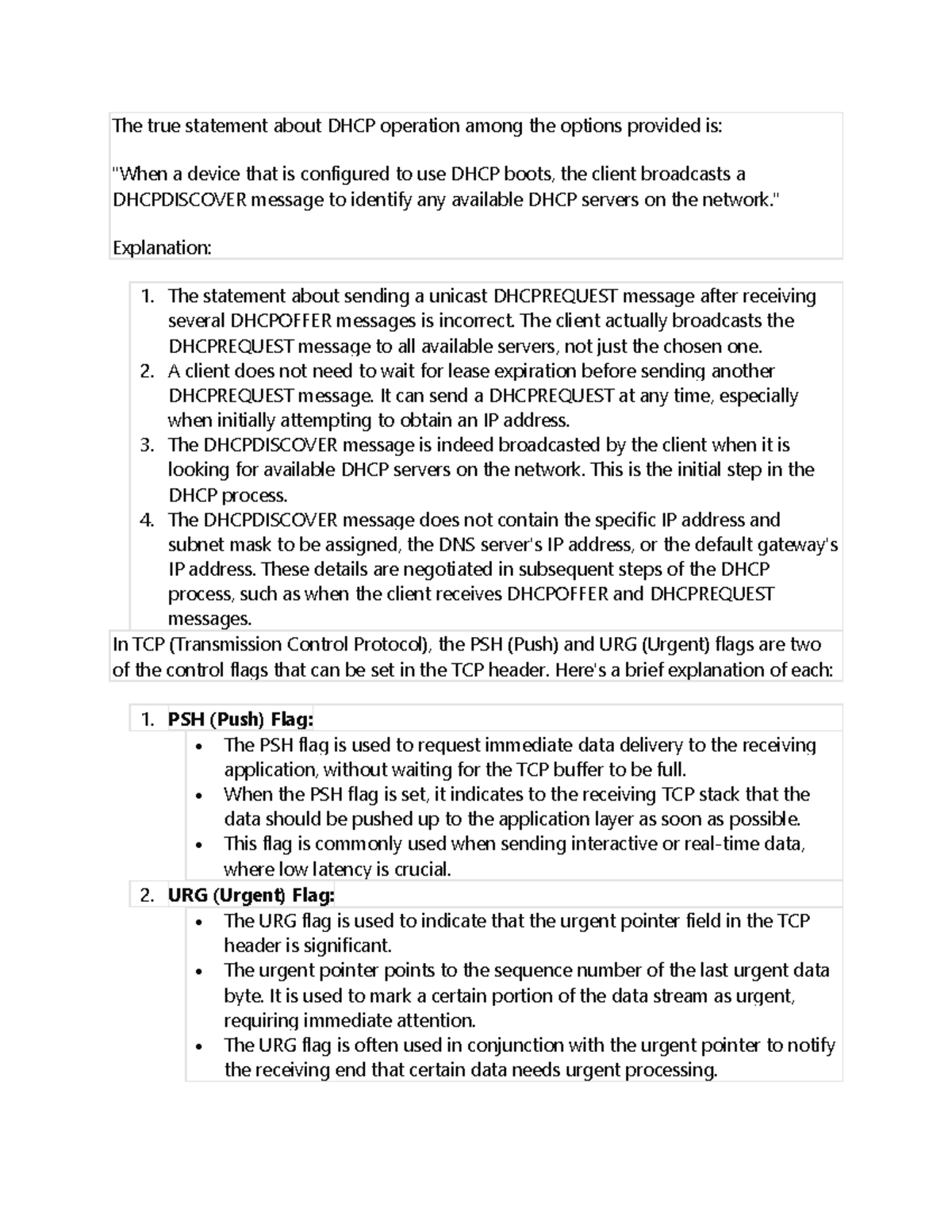 introduction to Networking - The true statement about DHCP operation ...