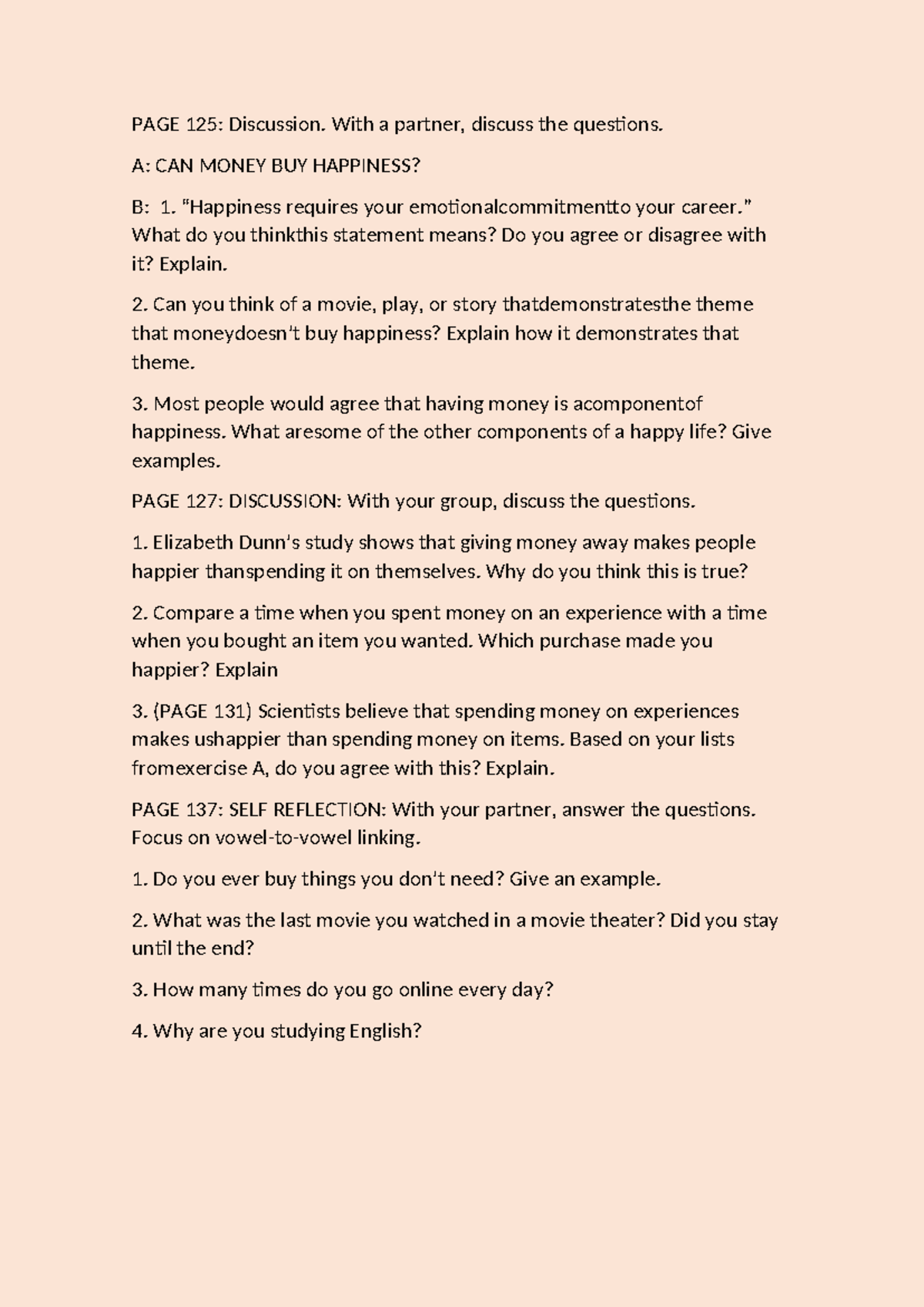 ALS 3 Speaking 1 Questions TO Discuss - PAGE 125: Discussion. With a partner, discuss the ...