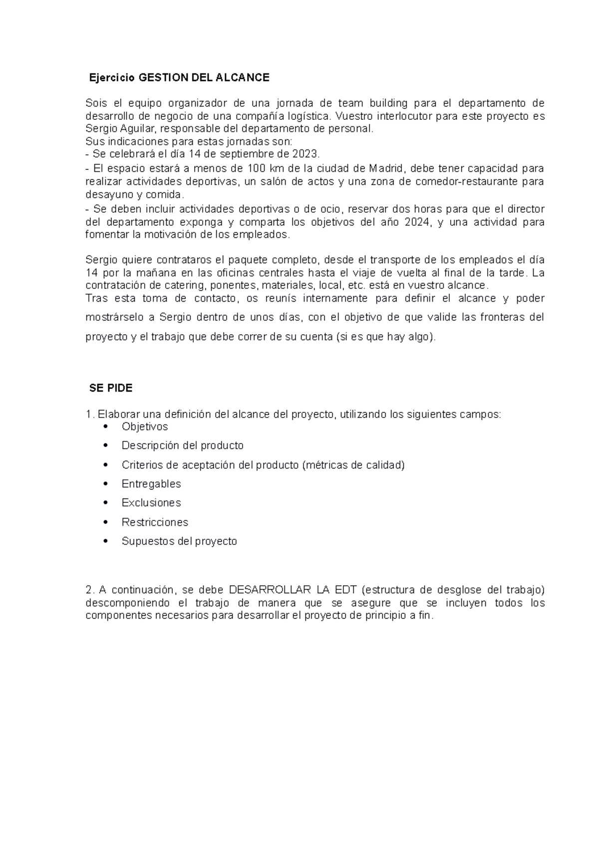 Team building v03 - documento alcance - Ejercicio GESTION DEL ALCANCE ...