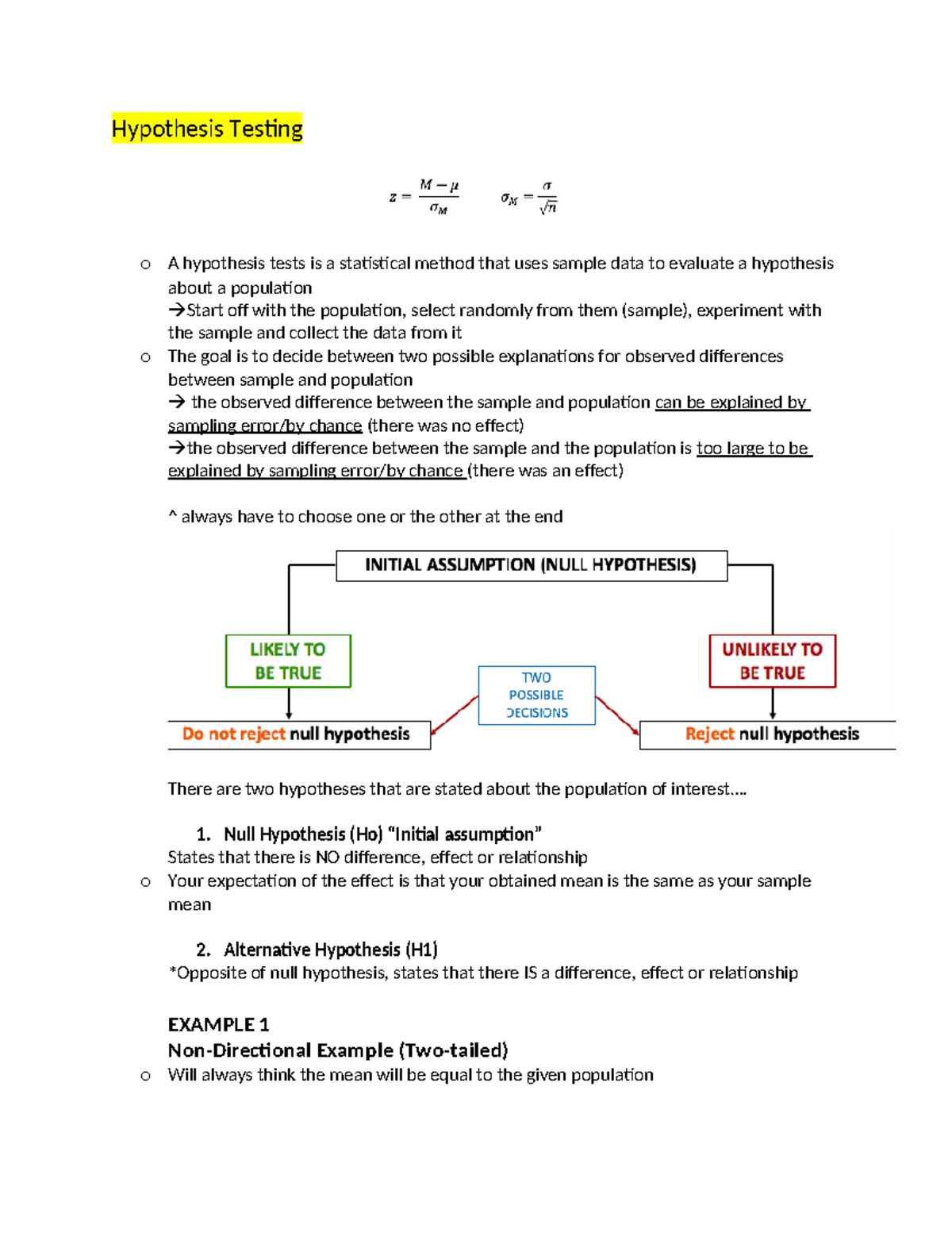 Statistics Midterm 2 Math Hypothesis Testing O A Hypothesis Tests Is A Statistical Method