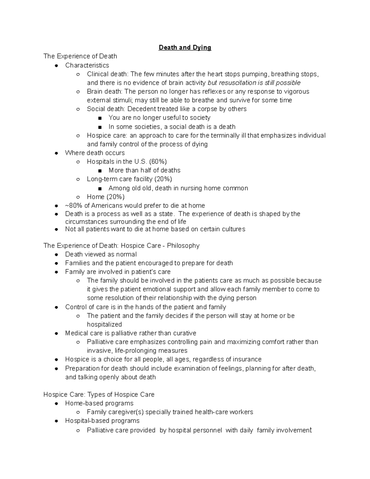 Death and Dying - Death and Dying The Experience of Death ...