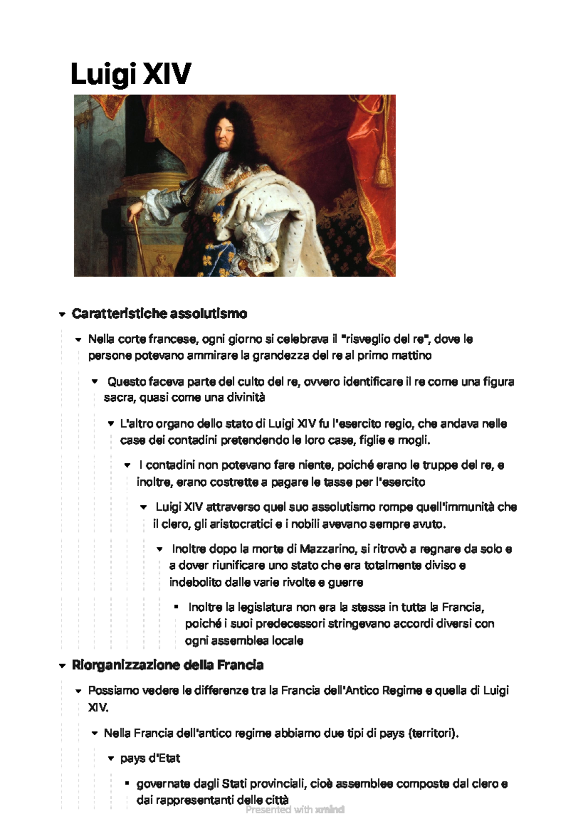 Luigi XIV - Outliner della mappa concettuale - Luigi XIV ...