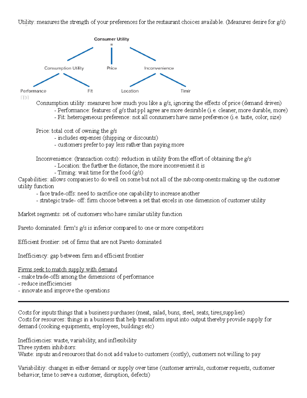 Operational Management chapter 1 - Utility: measures the strength of ...