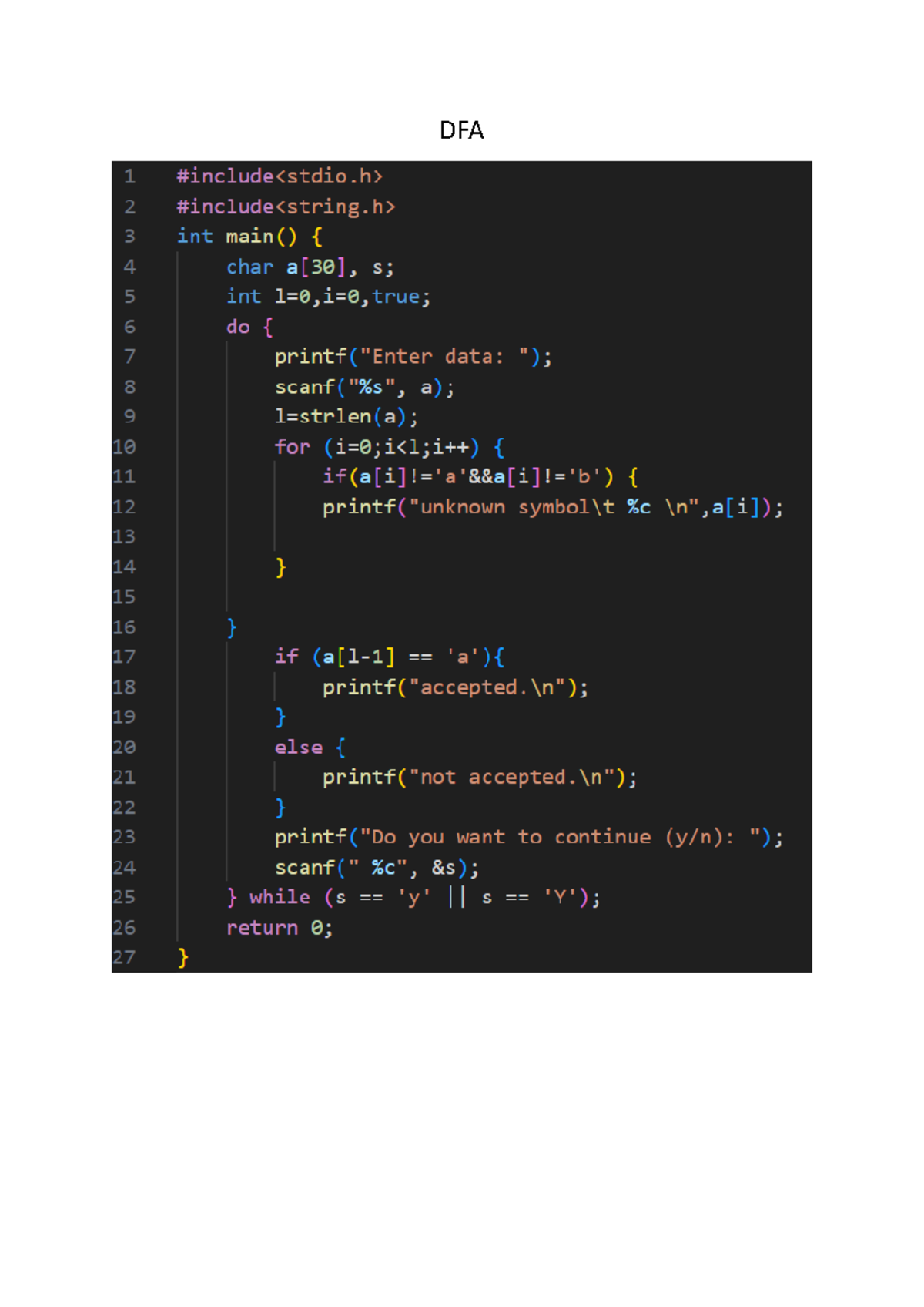 Acdlab programs by JK - Good - Computer science and engineering - DFA Constants - Studocu