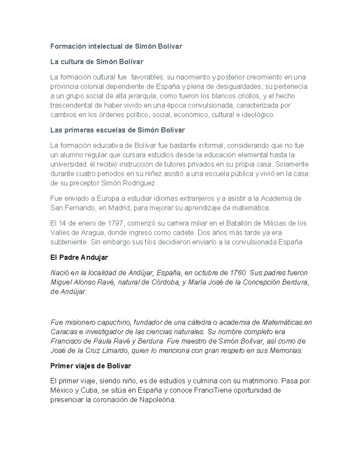 Formación intelectual de Simón Bolíva 1 - Formación intelectual de ...