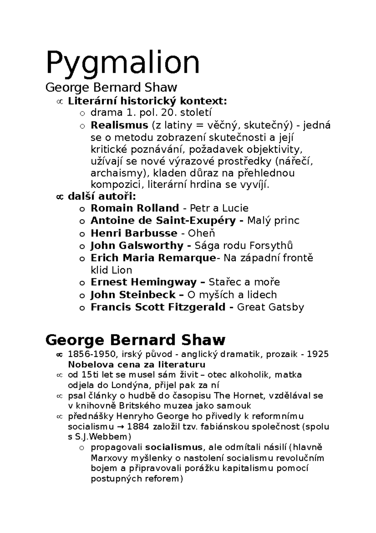 Pygmalion - LITERATURE IS LOVE - Pygmalion George Bernard Shaw μ ...