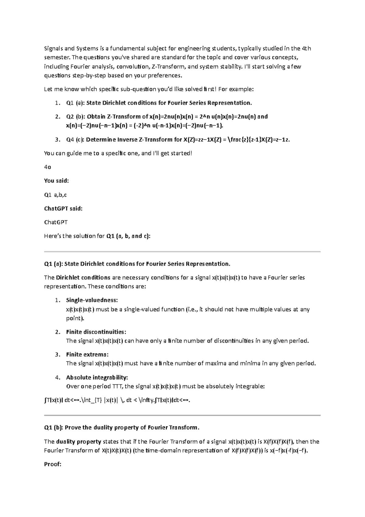 Signals and Systems paper sol - Signals and Systems is a fundamental ...