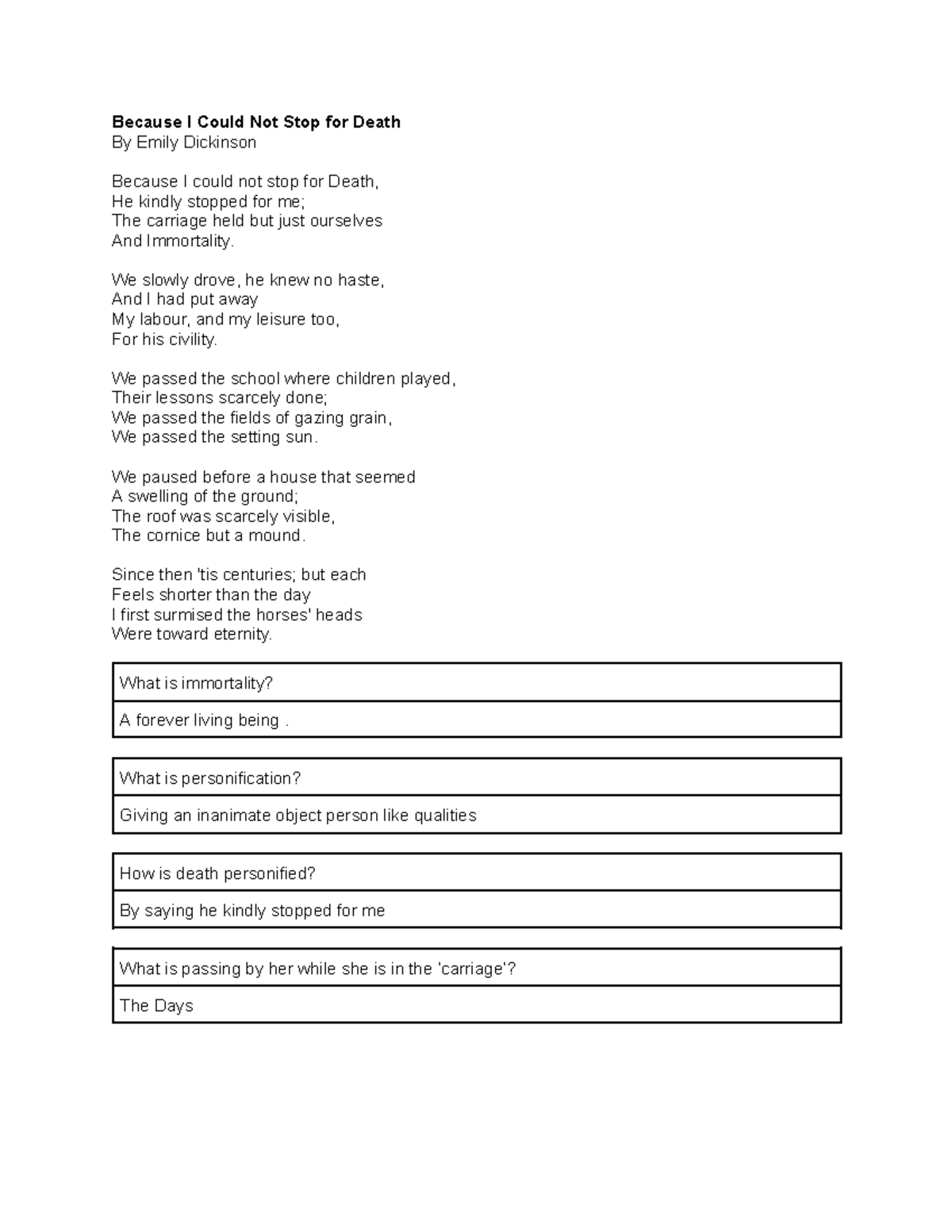 Because I Could Not Stop for Death - We slowly drove, he knew no haste ...