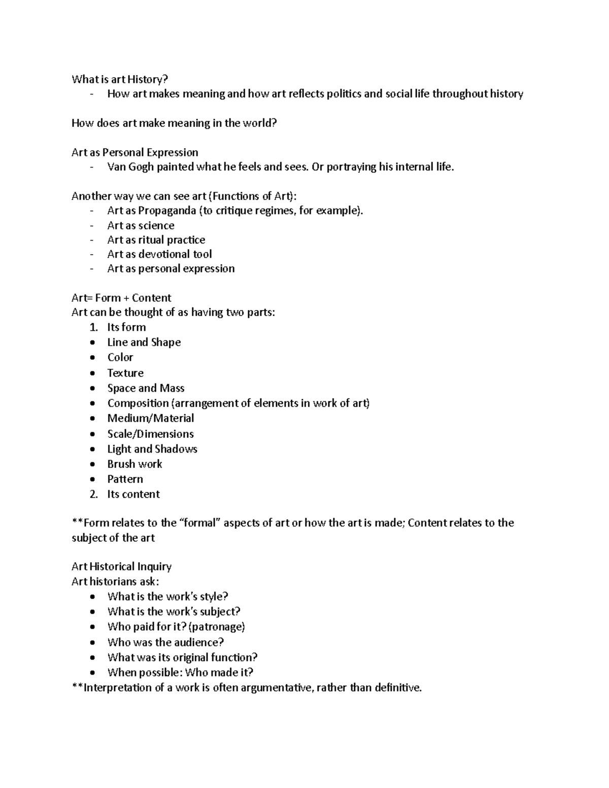 What is art History - Lecture Notes - What is art History? - How art ...