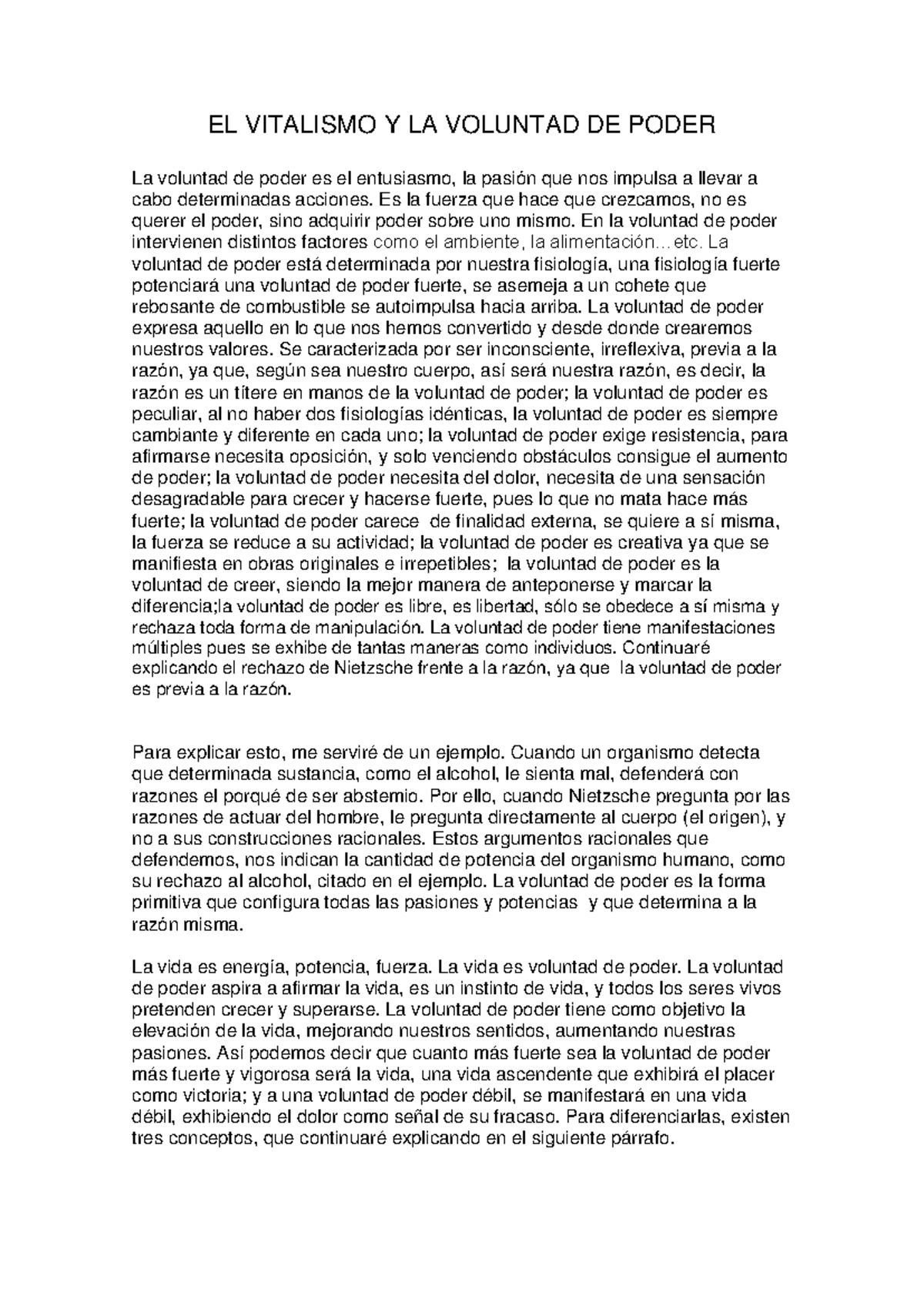 El vitalismo y la voluntad de poder - EL VITALISMO Y LA VOLUNTAD DE ...