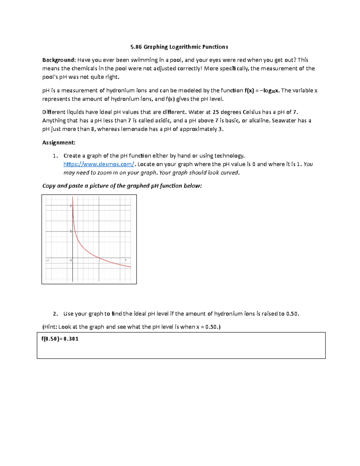 5.06 Graphing with Logarithmic Functions - 5 Graphing Logarithmic ...