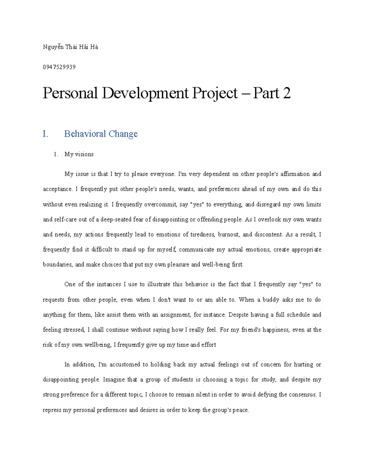 PDP2 - haiha - leadership - Nguyễn Thái Hải Hà 0947529939 Personal Development Project – Part 2 ...