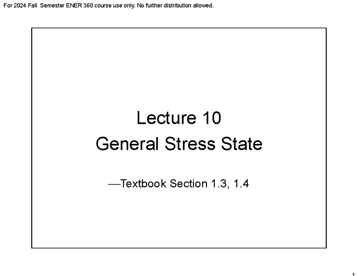 Lecture 10 General Stress State - Lecture 10 General Stress State ...