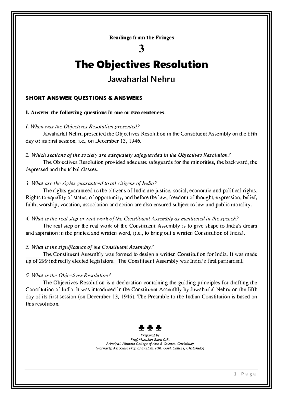 3.2. Objectives Resolution - Short Questions & As-1 - 1 | P a g e ...