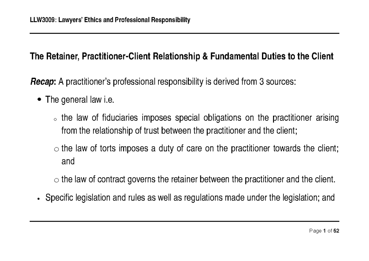 Session 2 The Retainer, the Practitioner-Client Relationship and ...