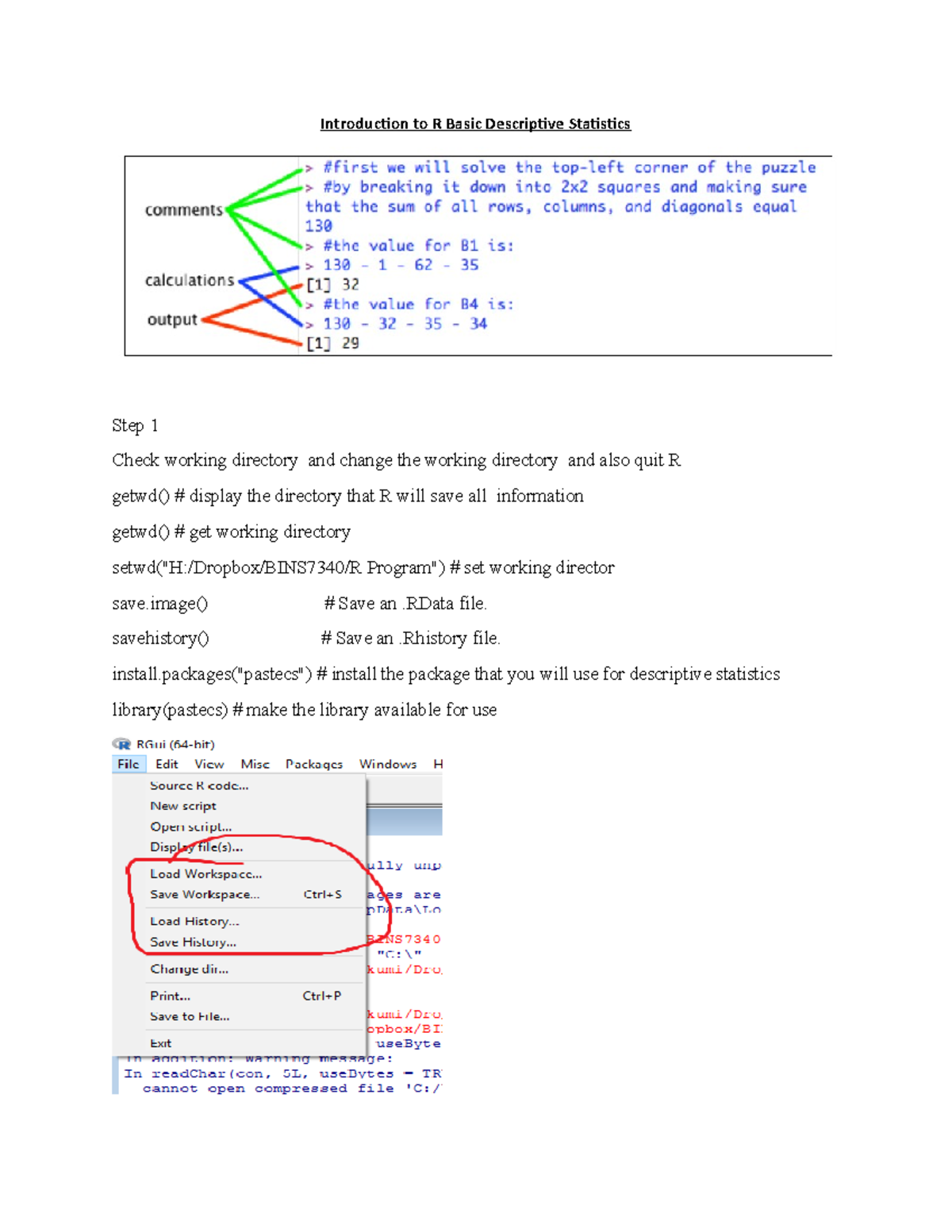 R Descriptive Statics - Introduction to R Basic Descriptive Statistics ...