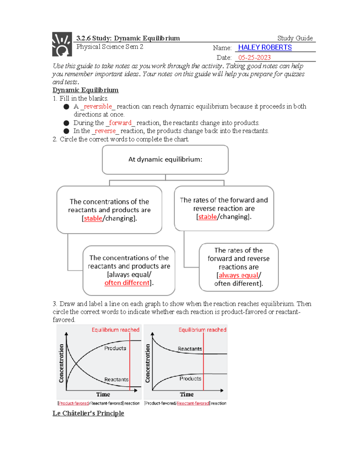 3.2.6 Study - Dynamic Equilibrium (Study guide) - 3.2 Study: Dynamic ...