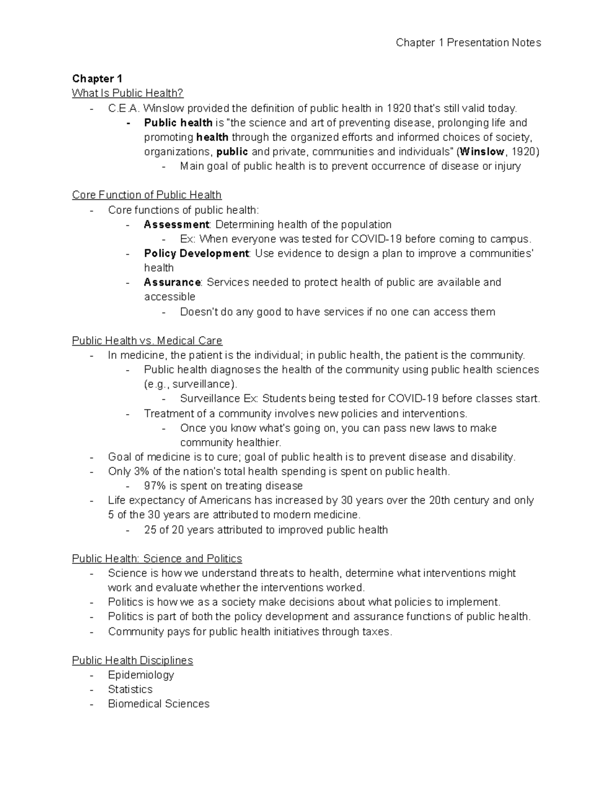 Chapter 1 Presentation Notes - Chapter 1 What Is Public Health? - C.E ...