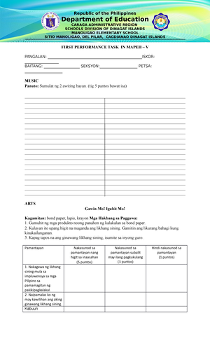 Grade 5 Performance Task in English Modules 1-3 - ways to prevent COVID- Republic of the ...