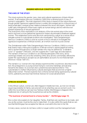 Nervous-Conditions-Summary - Nervous Conditions Summary The narrator ...