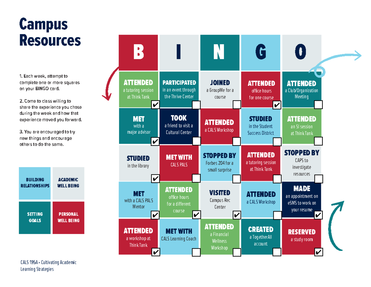 Bingo card resources - enjoy - CALS 195A - Cultivating Academic ...