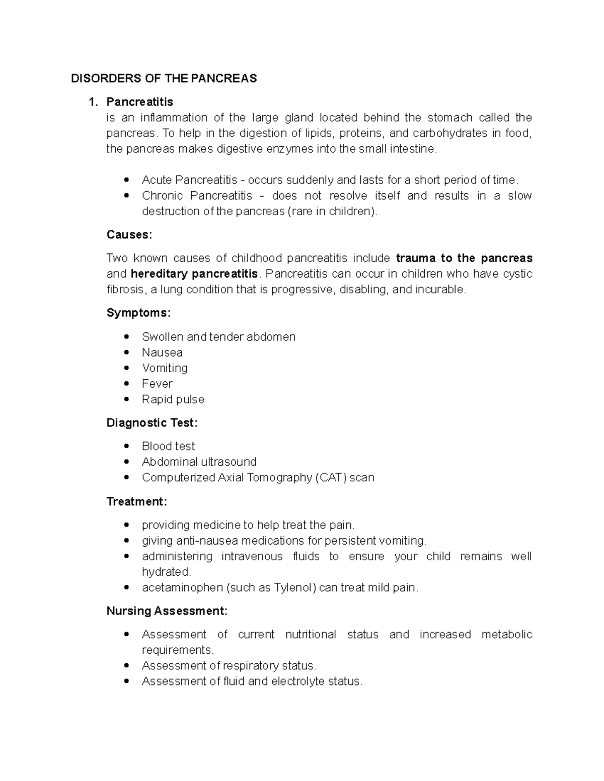 Disorders OF THE Pancreas - DISORDERS OF THE PANCREAS Pancreatitis is ...