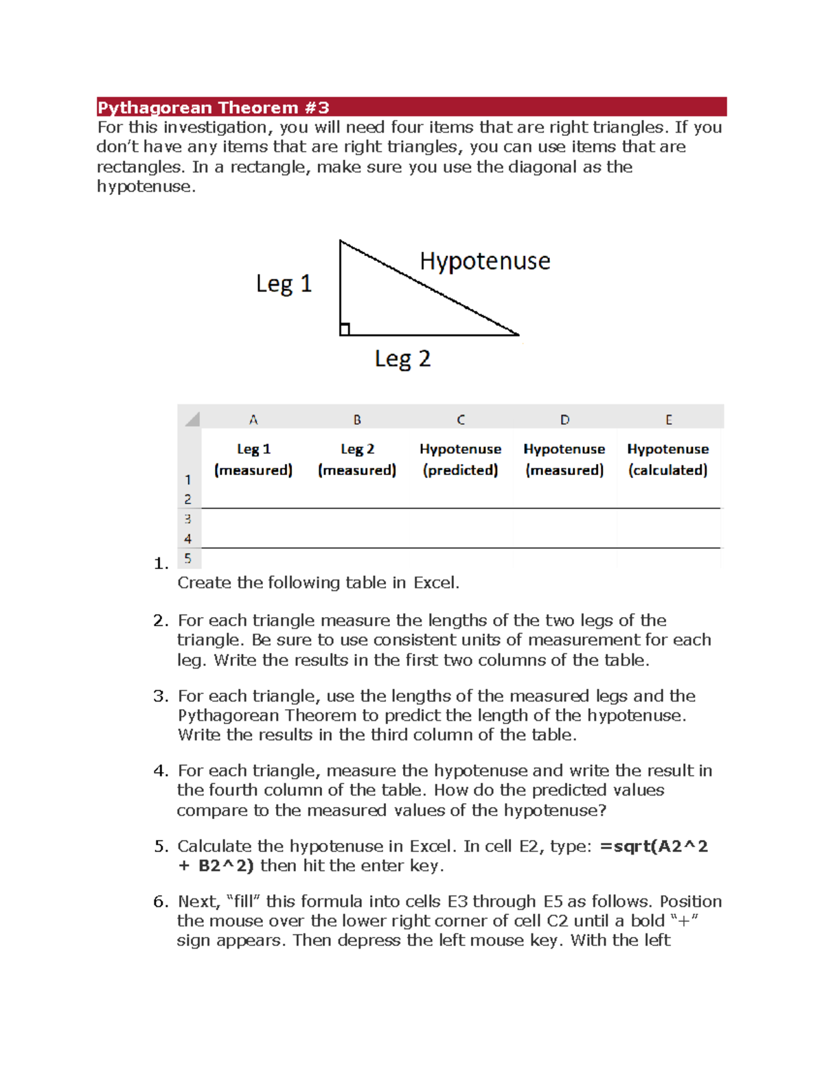 Attachment 2 - Pythagoras Theorem - Pythagorean Theorem # For this ...