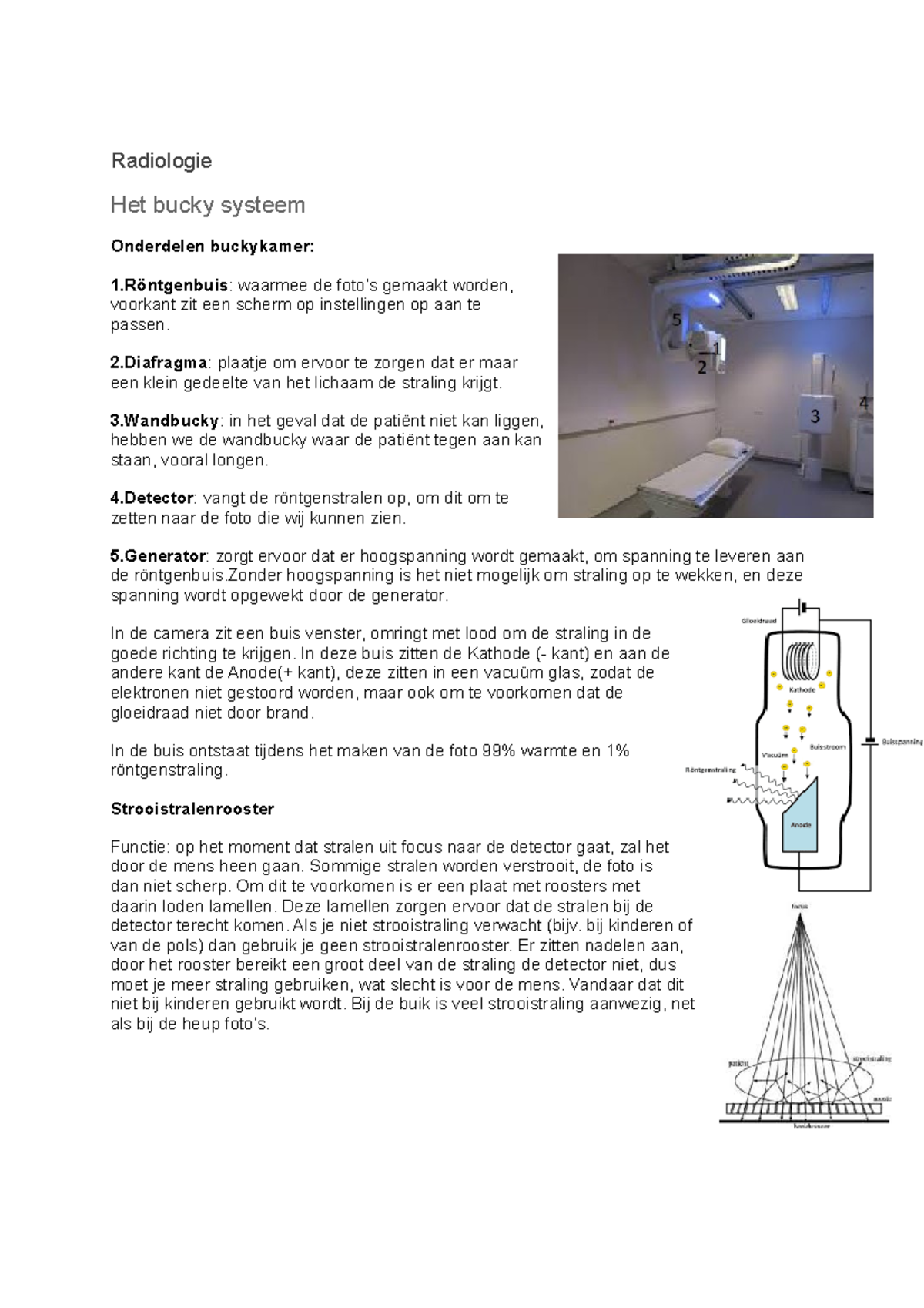 Radiologie periode 1 - Radiologie Het bucky systeem Onderdelen ...
