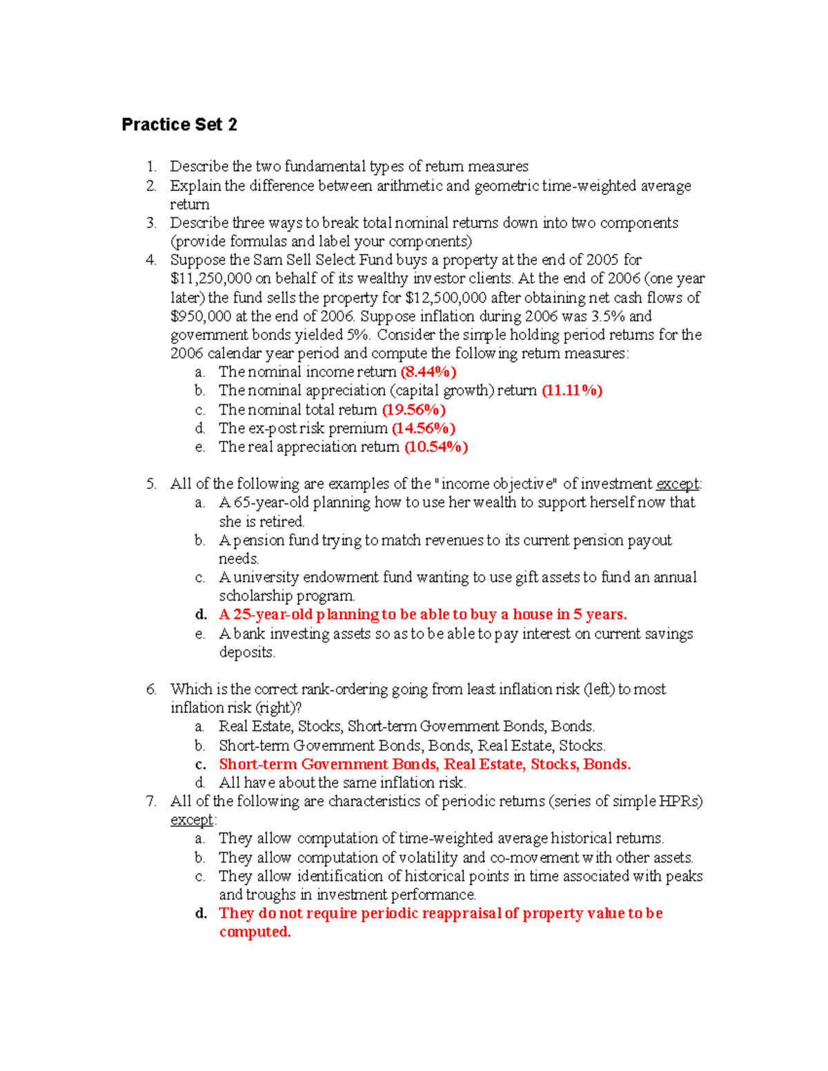 Practice Set 2 2020 Selected Answers - Practice Set 2 Describe the two fundamental types of ...