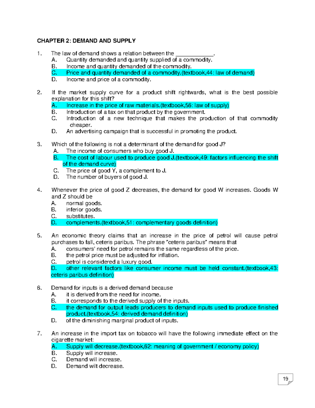 Chapter 2- Demand AND Supply- Exercises - CHAPTER 2: DEMAND AND SUPPLY ...