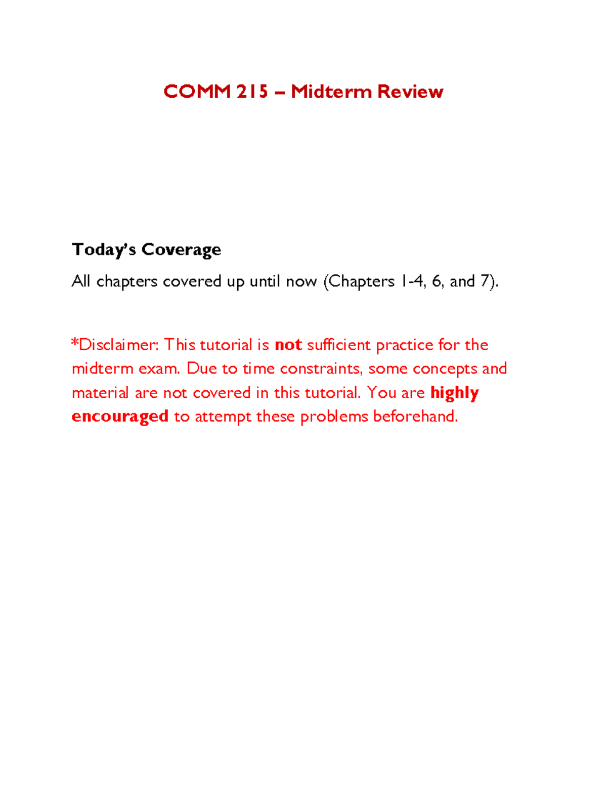 Midterm Review - Answer Key - COMM 215 – Midterm Review October 18 ...