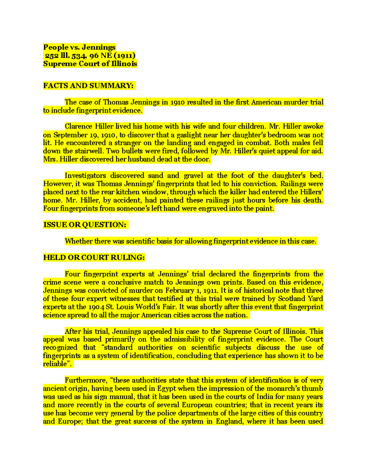 Case digest - This is for educational purposes - People vs. Jennings ...