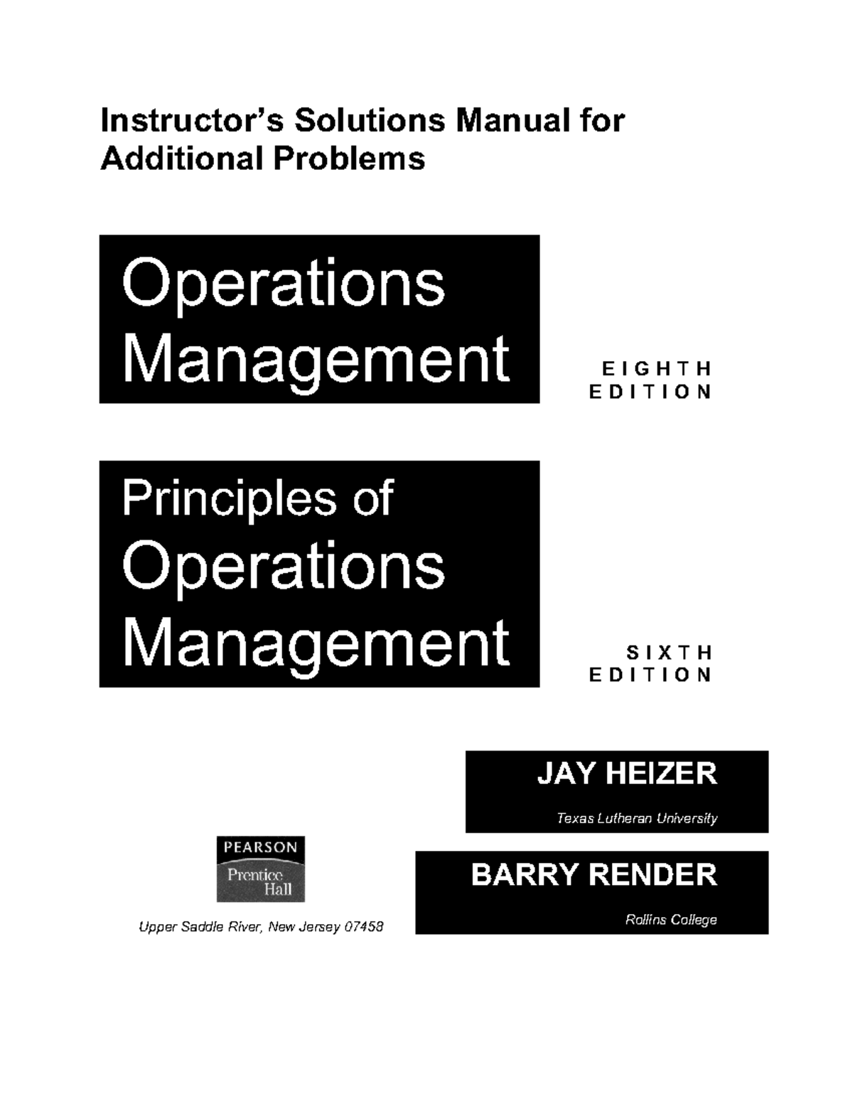 Heizer y Render - Solucionario - Instructor’s Solutions Manual for ...