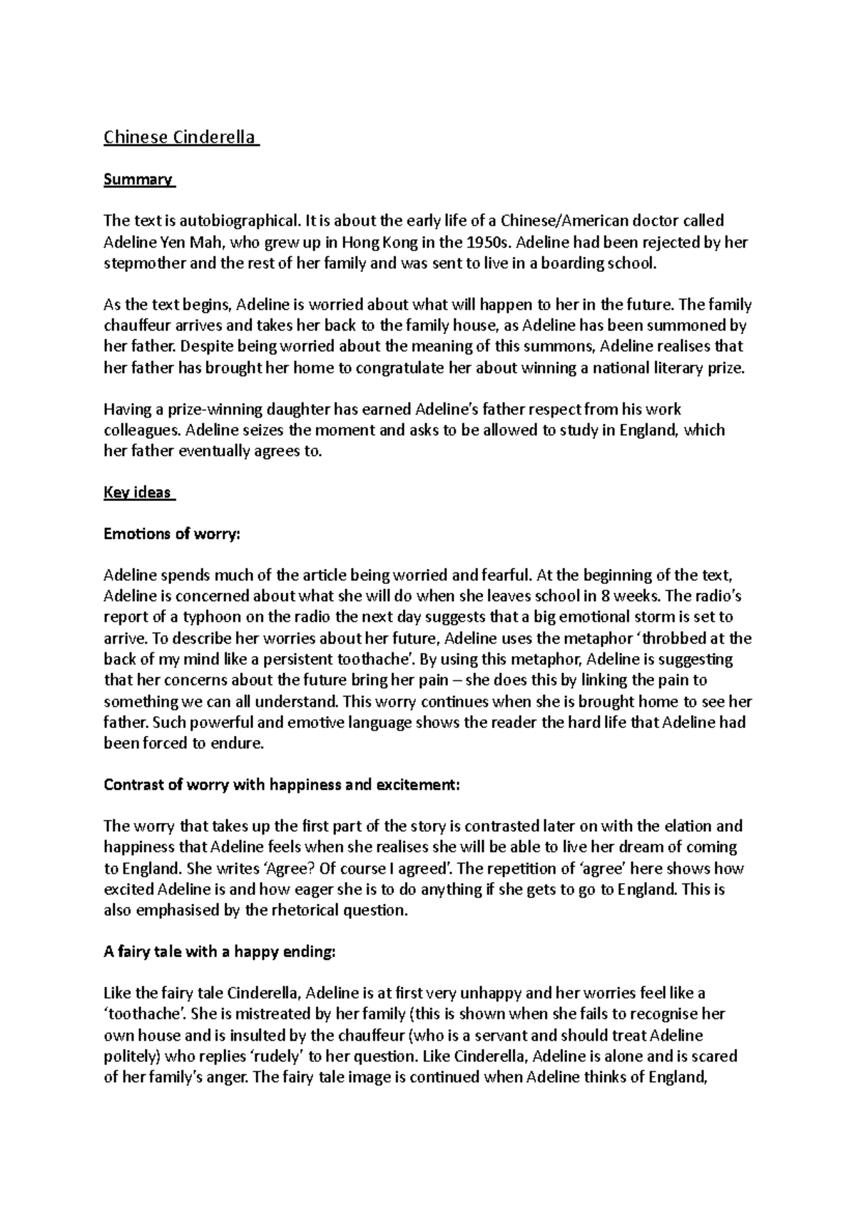 Chinese Cinderella - Chinese Cinderella Summary The text is ...