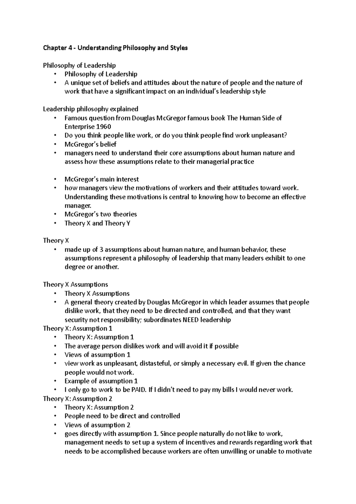 Chapter 3 notes - Chapter 4 - Understanding Philosophy and Styles ...