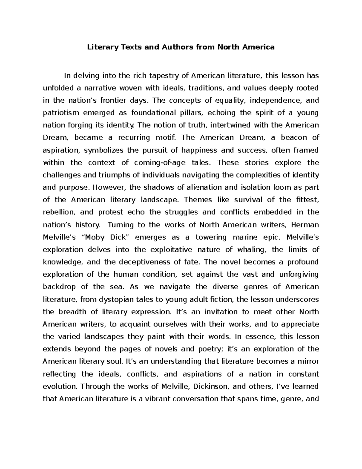 Literary text north America - Literary Texts and Authors from North ...