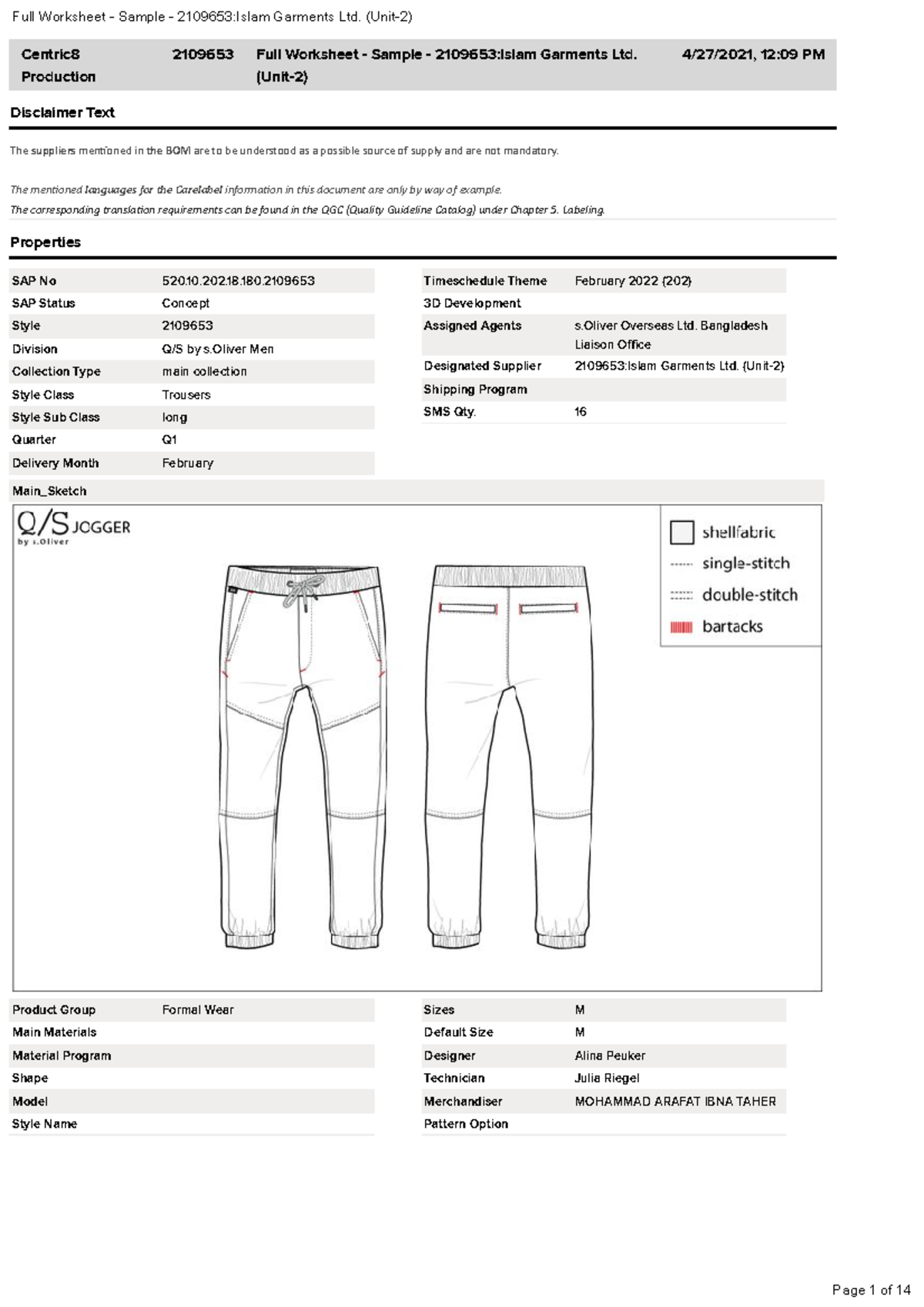 2109653-Full Worksheet - Sample - 2109653 Islam Garments Ltd. (Unit-2 ...