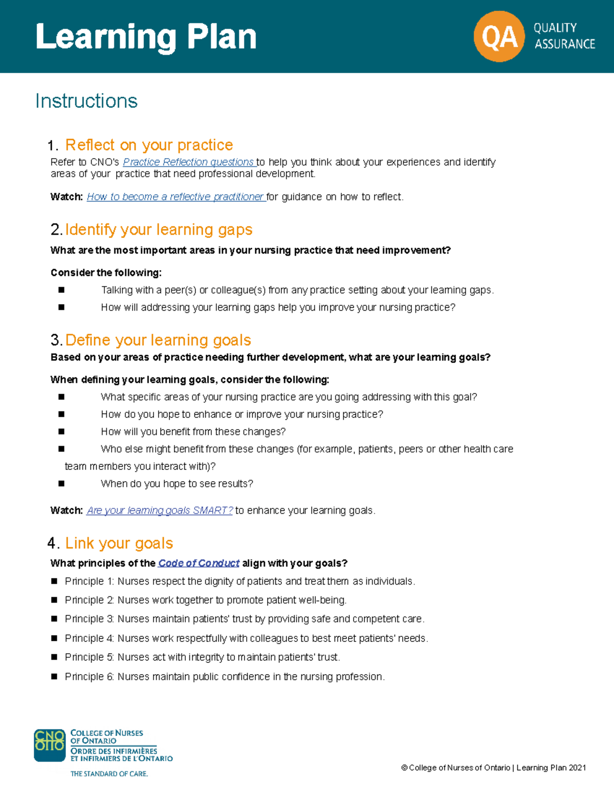 Qa-learning-plan - quality Assurance - Learning Plan Instructions 1 ...