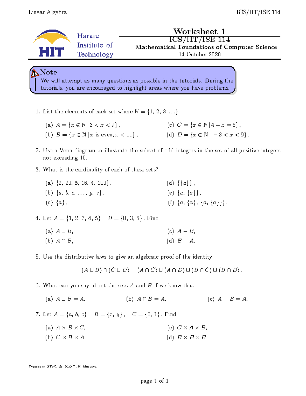 2020 work sheet 1 - lecture notes for mathematical foundations of ...
