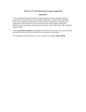 EL 5213 Introduction to System Engineering - Syllabus - Fall 2023 - ECE ...