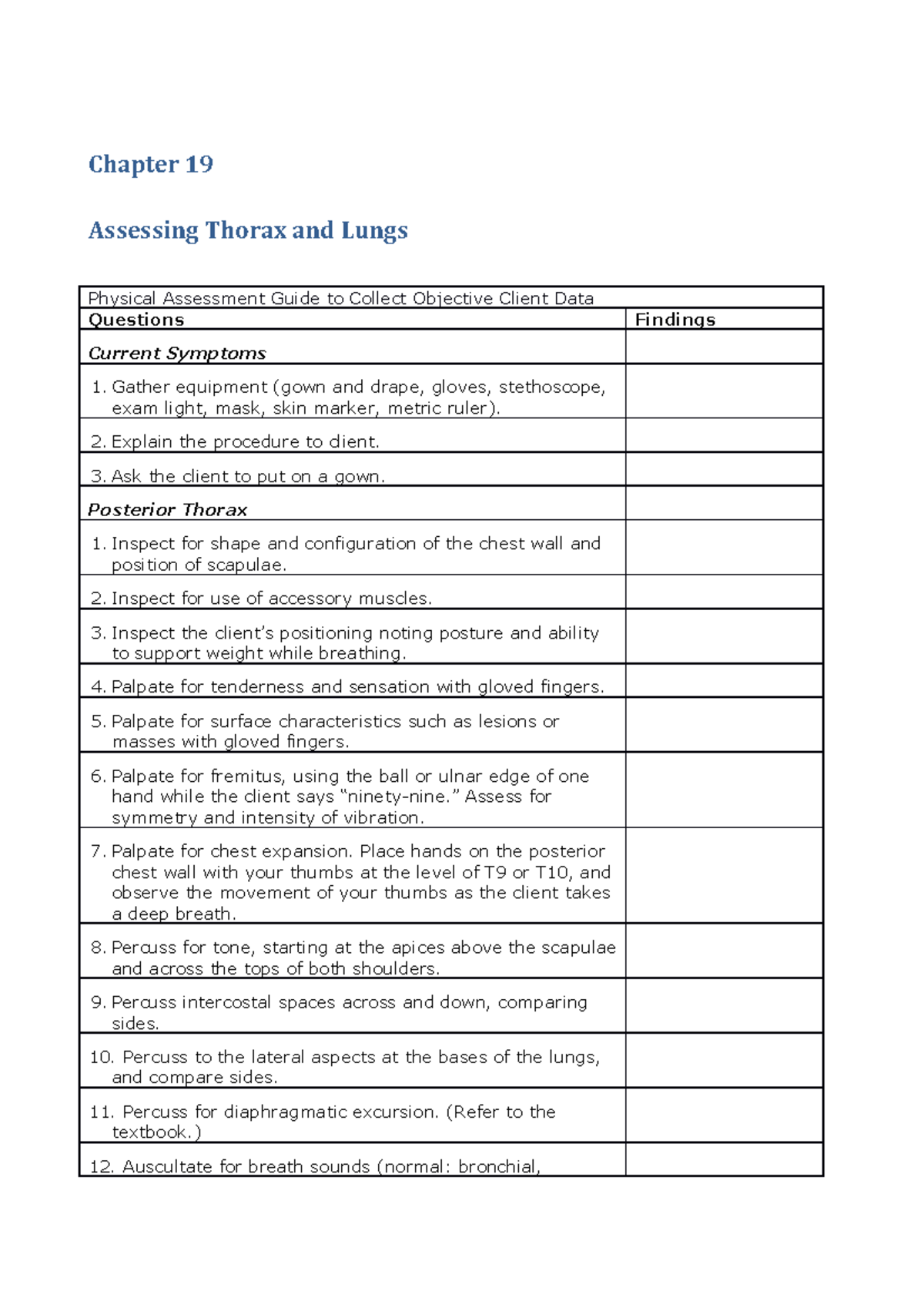 PAG Chapter 19 - needed for physical assessment videos - Chapter 19 ...